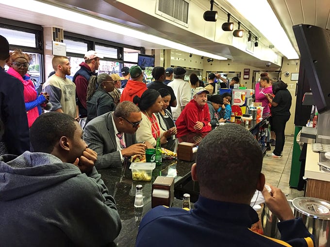 The counter scene at lunchtime&mdash;a cross-section of Philadelphia life united by the universal language of great food.