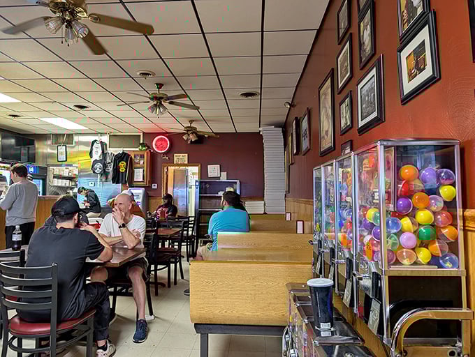 The universal language of pizza brings together locals of all ages. That focused expression? It's the face of someone having a religious experience.