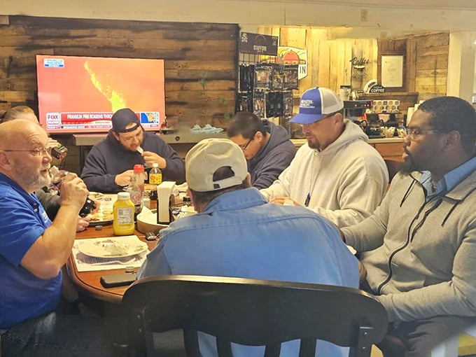 A table of regulars sharing breakfast and conversation&mdash;the true measure of any great local eatery isn't Michelin stars, but familiar faces.