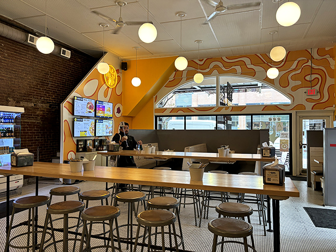 Sunshine streams through windows illuminating a space where chicken dreams come true. Simplicity never looked so inviting.