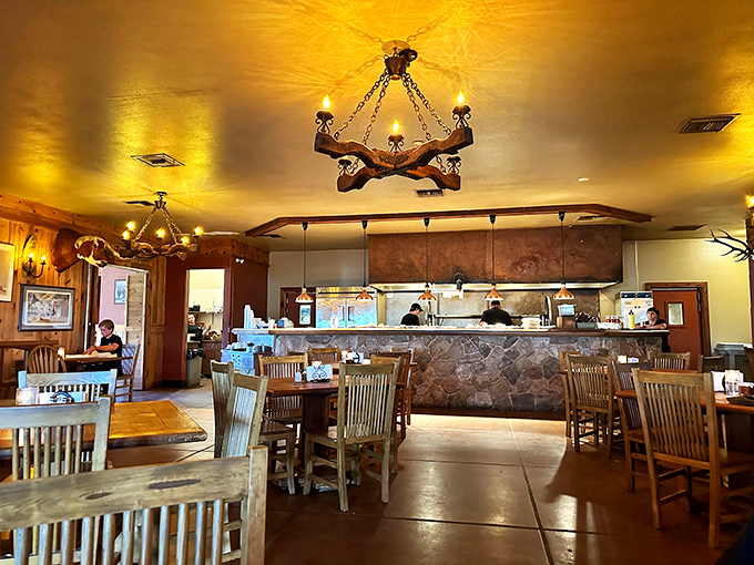 The dining room balances rustic charm with comfortable simplicity, where the food&mdash;not the decor&mdash;rightfully takes center stage.