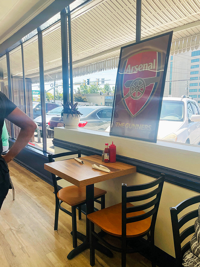 That Arsenal poster in the window tells you everything &ndash; this is a place where sports fans and foodies find common ground.