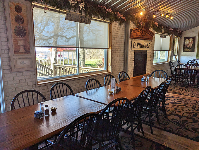 Long wooden tables and Windsor chairs create a space where lingering over coffee and conversation feels not just allowed, but encouraged.