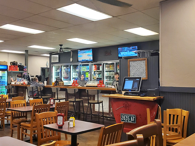 From another angle, you can see the counter service setup&mdash;part diner, part neighborhood gathering spot, all charm. 