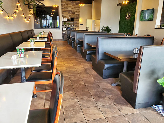 Another angle reveals more happy diners tackling plates that require both hands and determination.