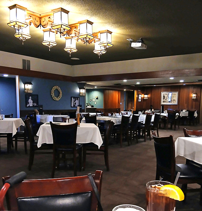 Warm lighting, elegant fixtures, and tables set for conversation – this dining room has hosted countless celebrations, proposals, and reunions.