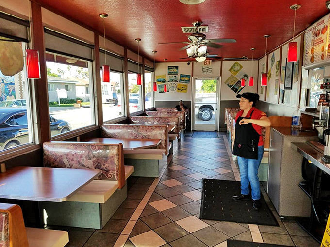 A diner interior that doesn't know it's supposed to be nostalgic&mdash;it's just being itself. The ceiling fan has witnessed thousands of first bites and satisfied sighs.