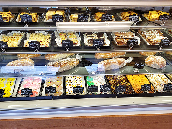 This display case showcases more treasures than King Tut's tomb, except these golden beauties are meant to be devoured, not preserved.