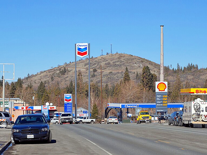 Gas stations and everyday necessities line Weed's main drag &ndash; proof that even picturesque mountain towns need practical pit stops.