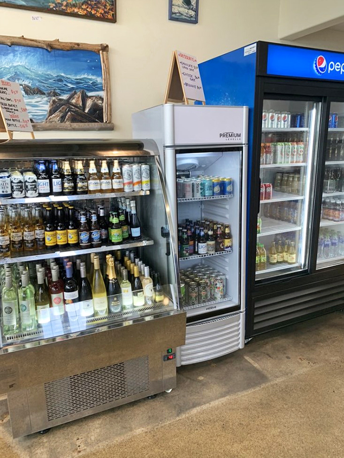The beverage selection offers everything from local brews to crisp wines—because great seafood deserves worthy companions.