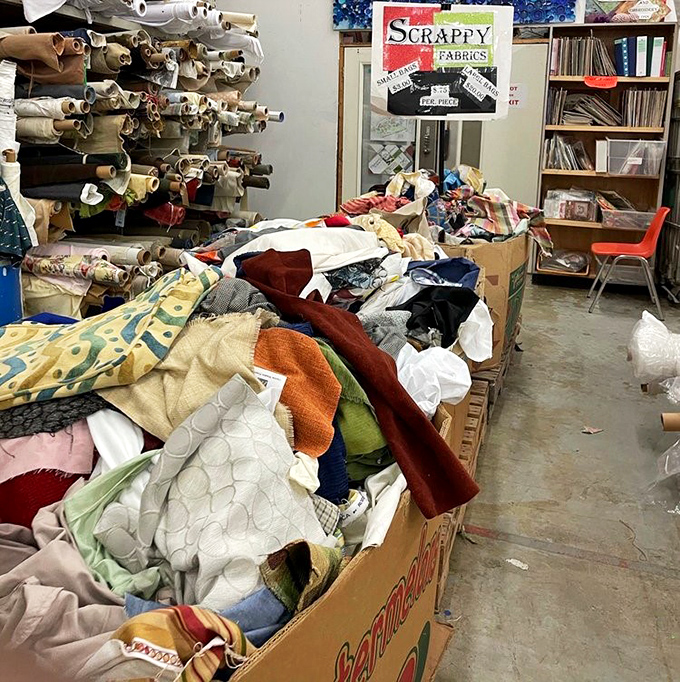 "Scrappy Fabrics" isn't just a cute name&mdash;it's a textile treasure hunt where yesterday's curtains become tomorrow's quilting masterpiece.