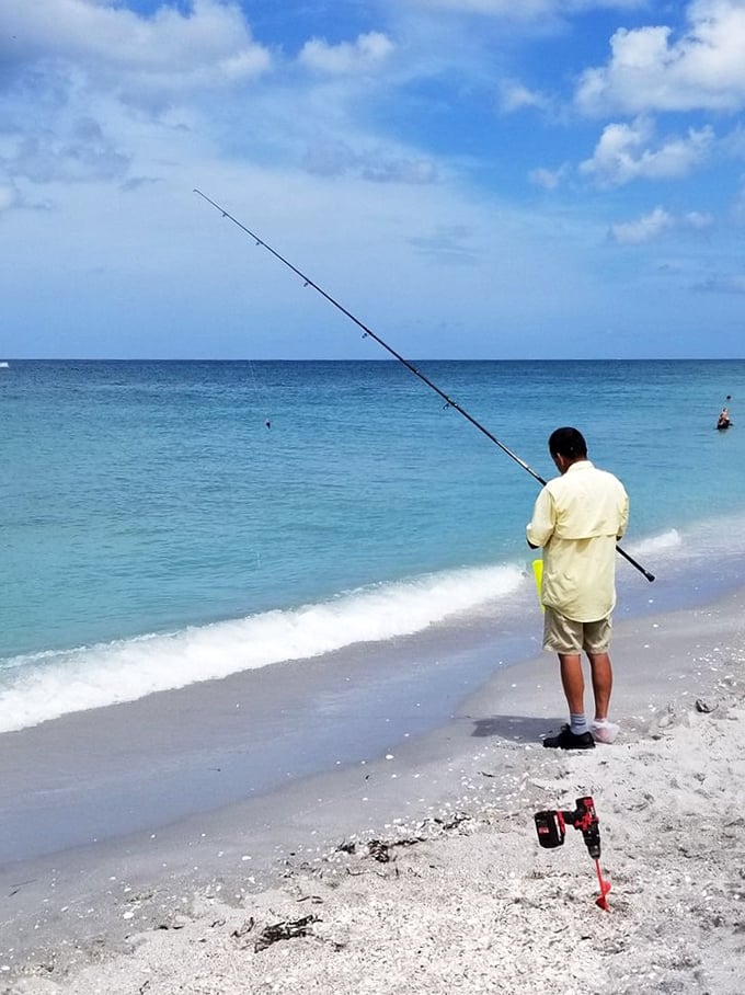 The eternal optimist with a fishing rod, because today might just be the day.