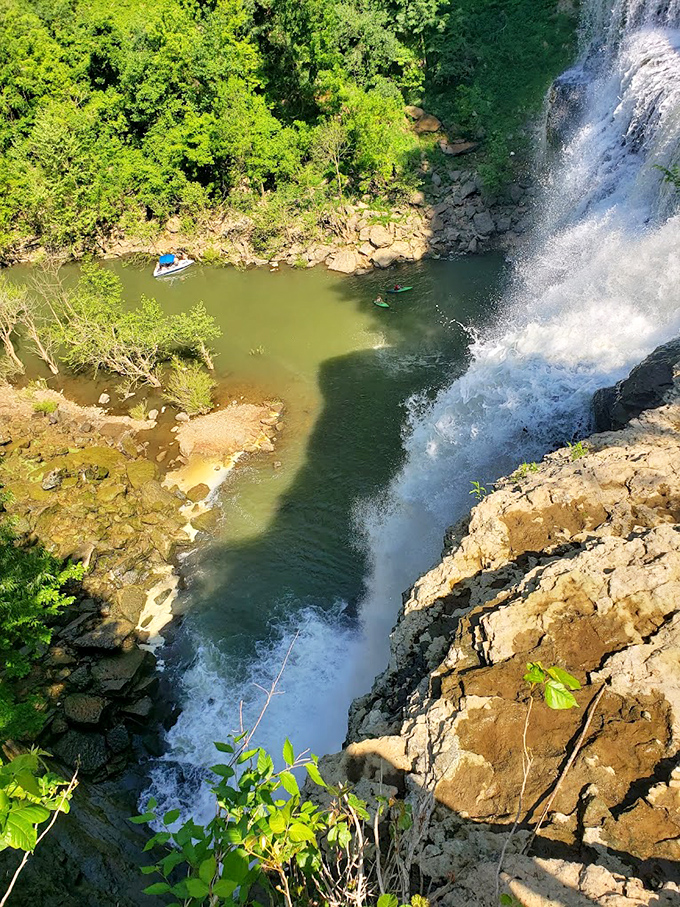 The view from above gives perspective on the falls' dramatic plunge &ndash; like watching the world's most spectacular high dive in slow motion.