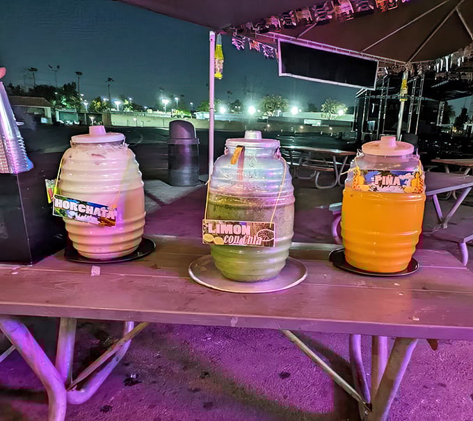 Colorful barrels of refreshment standing ready to combat the legendary "movie thirst" that strikes halfway through any good film.