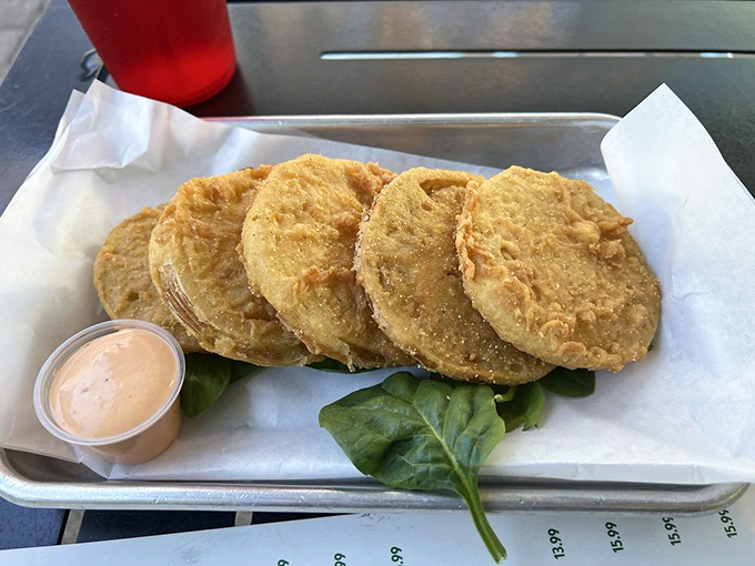 Fried green tomatoes: the South's gift to breakfast. Crispy, tangy discs of delight that make you wonder why we ever eat tomatoes any other way.