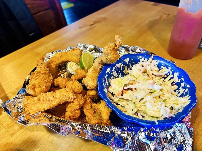 Seafood basket that proves the fryer is working overtime. When food comes on foil with a side of slaw, you know you're in for authentic Florida fare.