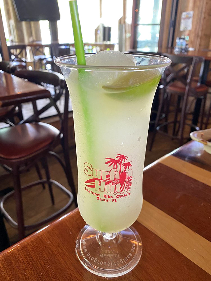 A frosty margarita that's the color of the Gulf itself &ndash; complete with a logo that reminds you exactly where your happiness came from.