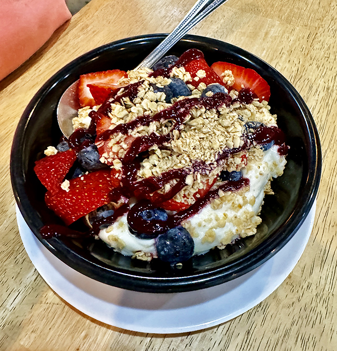 Not just yogurt and berries&mdash;a morning parfait of possibilities. The granola adds crunch while berry sauce drizzles down like sweet rain on a summer day.