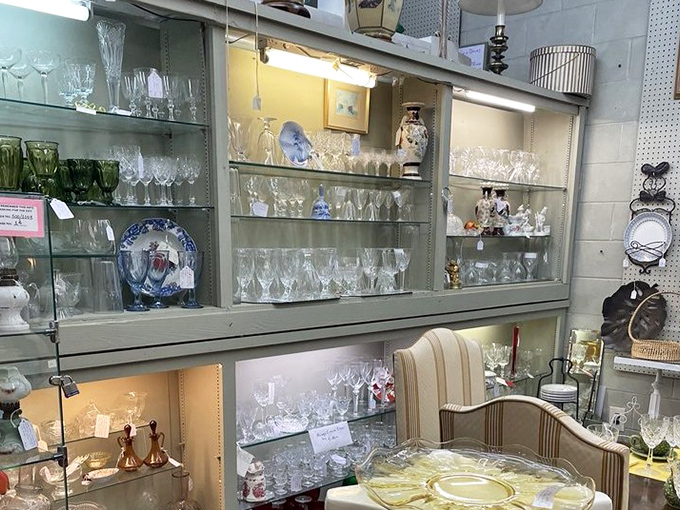 A crystal collector's dream&mdash;each faceted piece waiting to catch sunlight and scatter rainbows across dining rooms not yet discovered.