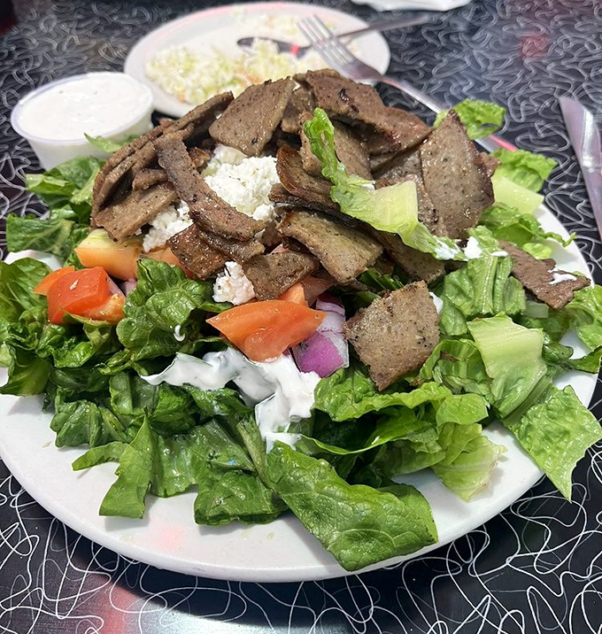 A Greek salad that proves Tommy's isn't just about indulgence. Though let's be honest, those gyro slices aren't exactly diet food.