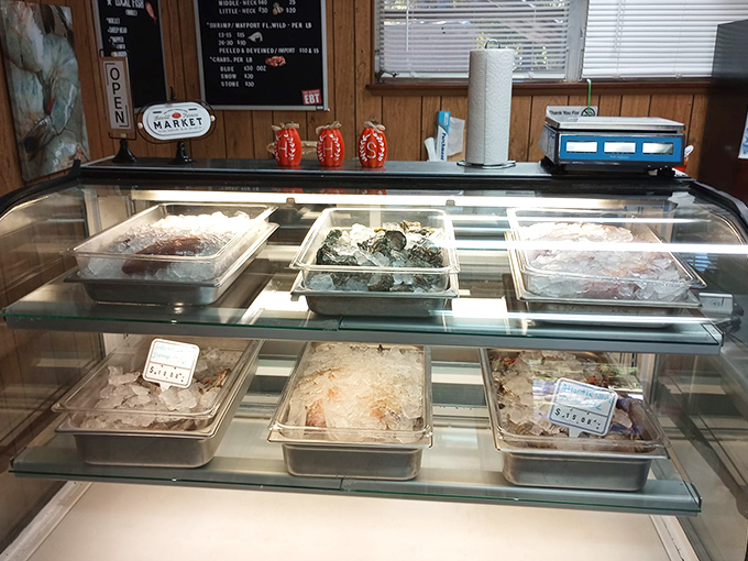 The seafood display at Happy Harbor isn't about fancy presentation &ndash; it's about fish so fresh they practically introduce themselves to your taste buds.