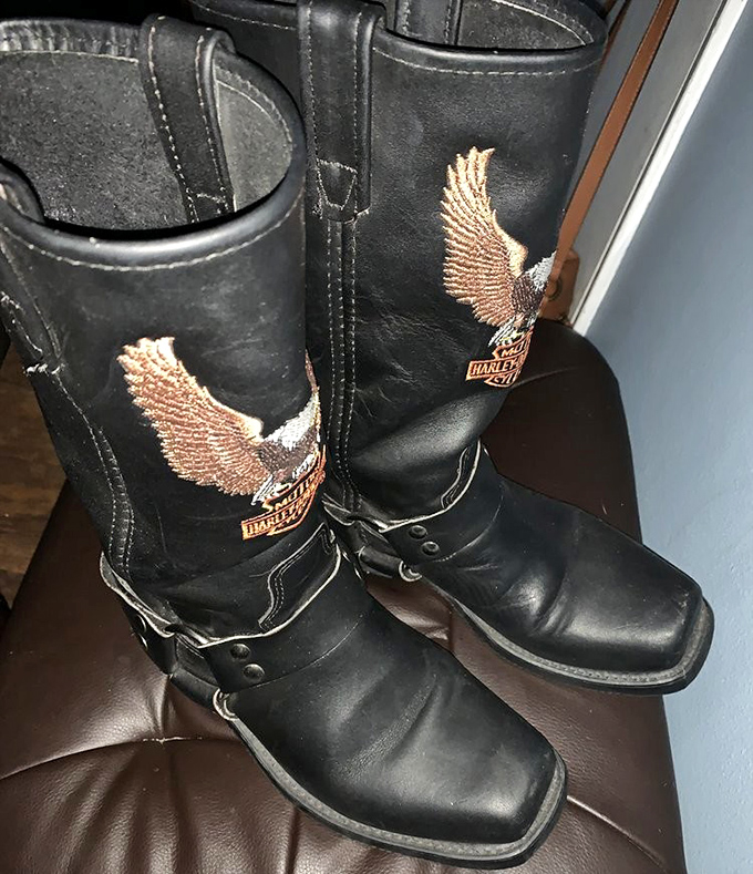 These Harley Davidson boots weren't made for walking—they were made for strutting into a bar and ordering something that burns going down.