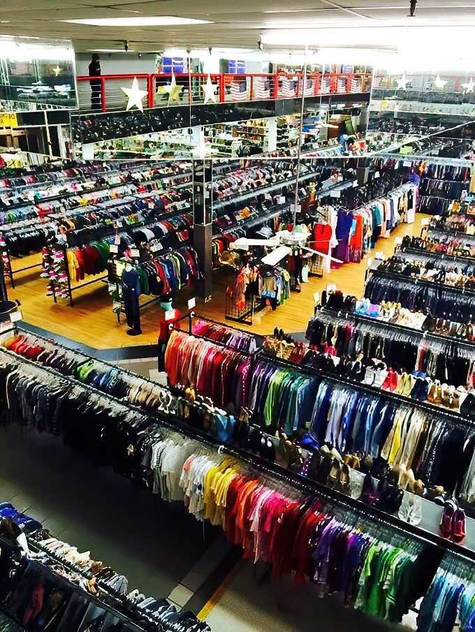 A bird's-eye view of organized chaos. From this vantage point, you can plot your thrifting strategy like a general planning a campaign.
