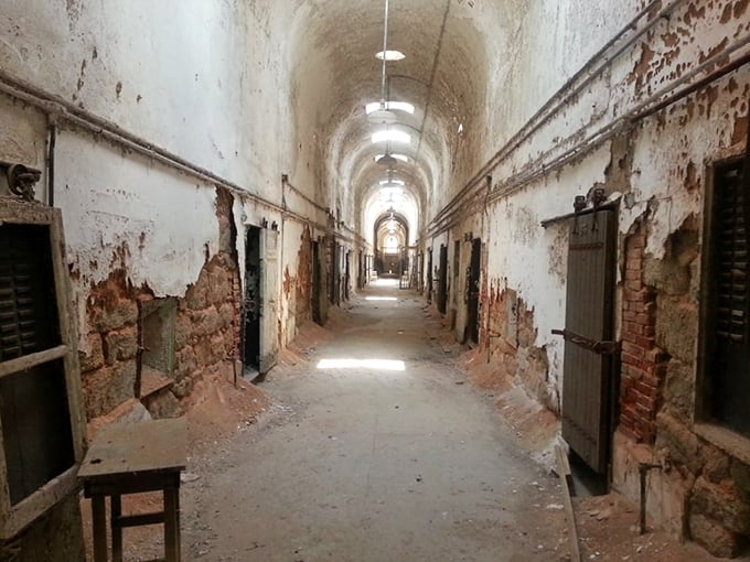 Institutional decay never looked so hauntingly beautiful. The hospital ward's deterioration speaks volumes about changing approaches to prisoner healthcare over the decades.