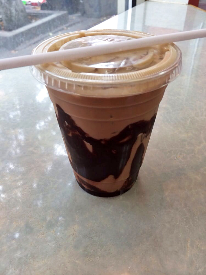 Chocolate and coffee in perfect harmony. This layered iced mocha is what would happen if a milkshake went to graduate school.