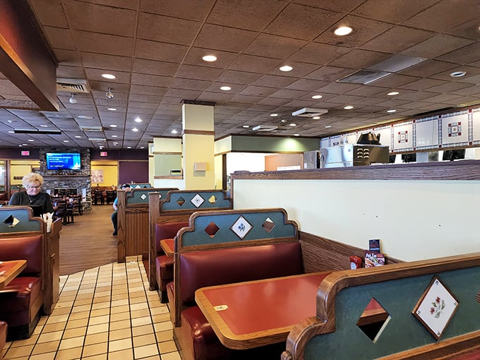 Spacious dining room where every table tells a story of satisfied customers and great meals.