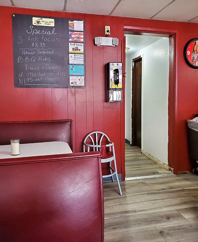 Red walls and vintage booths create that perfect small-town diner ambiance where the daily specials are written in chalk and memories are made daily.