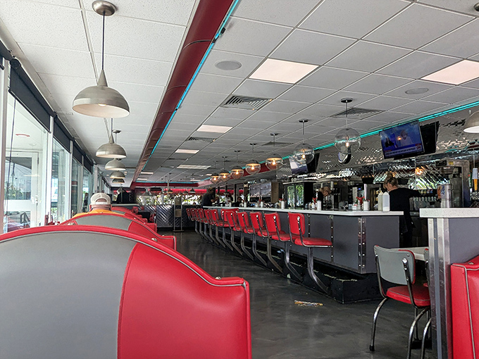 Counter seating: where solo diners become temporary family and the best diner stories are exchanged over endless cups of coffee.