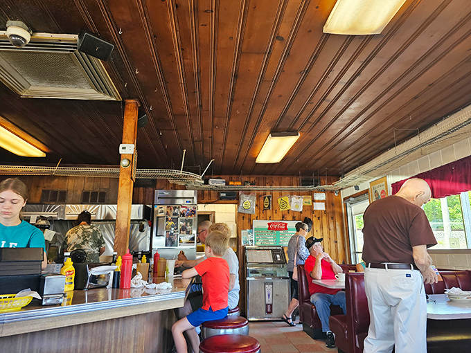 The warm wood interior doesn't just house a restaurant&mdash;it shelters decades of community memories and the kind of conversations that only happen over great food.