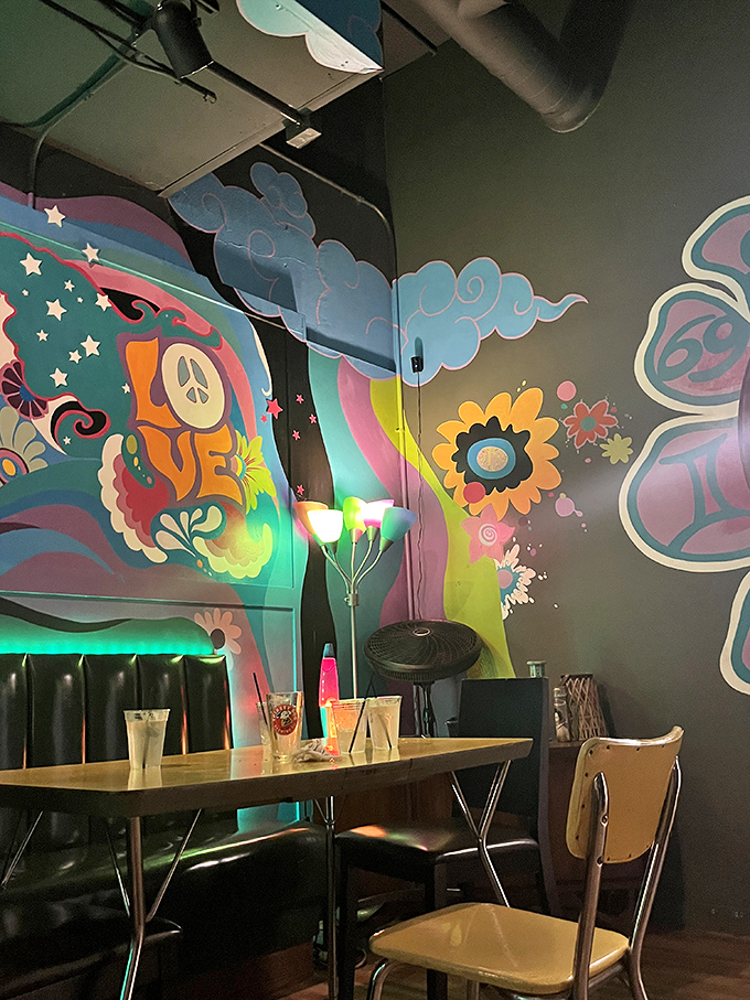 The walls themselves seem to be having more fun than most people do on vacation. This mural doesn't just pop—it throws a party.