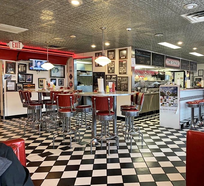 Where chrome meets comfort&mdash;the classic diner interior makes you half-expect to see the Fonz walk in and hit the jukebox.