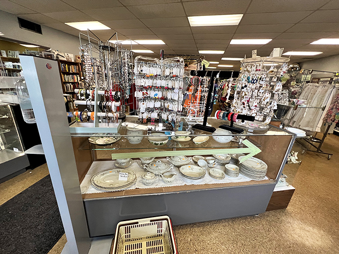 Dishes, jewelry, and accessories galore&mdash;this display case is like your grandmother's china cabinet, if grandma had impeccable taste in everything.