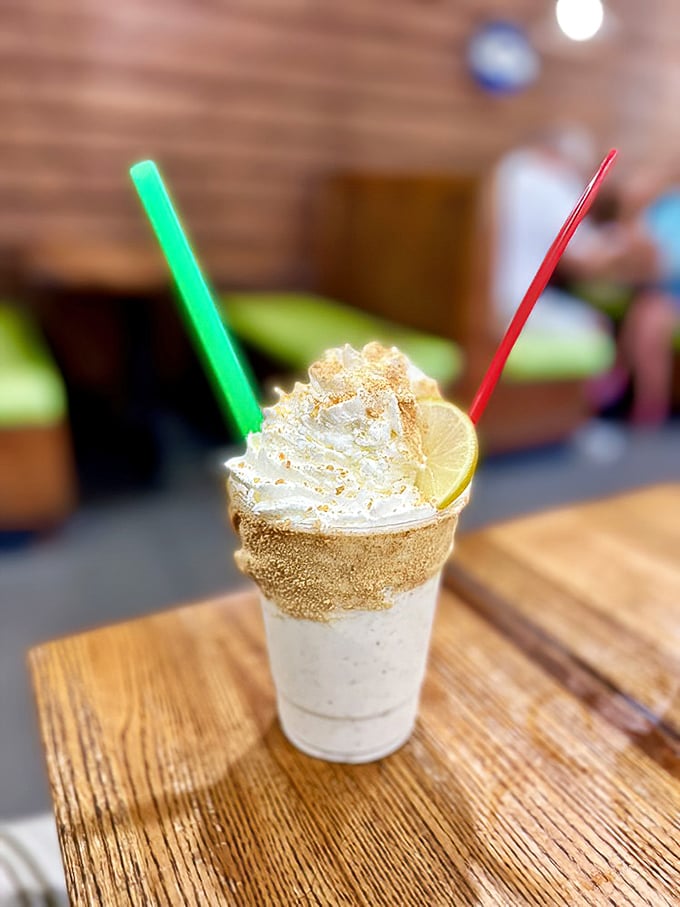 This key lime shake isn't just a drink&mdash;it's Florida's greatest hits album in a glass. The whipped cream crown and lime garnish are just showing off.