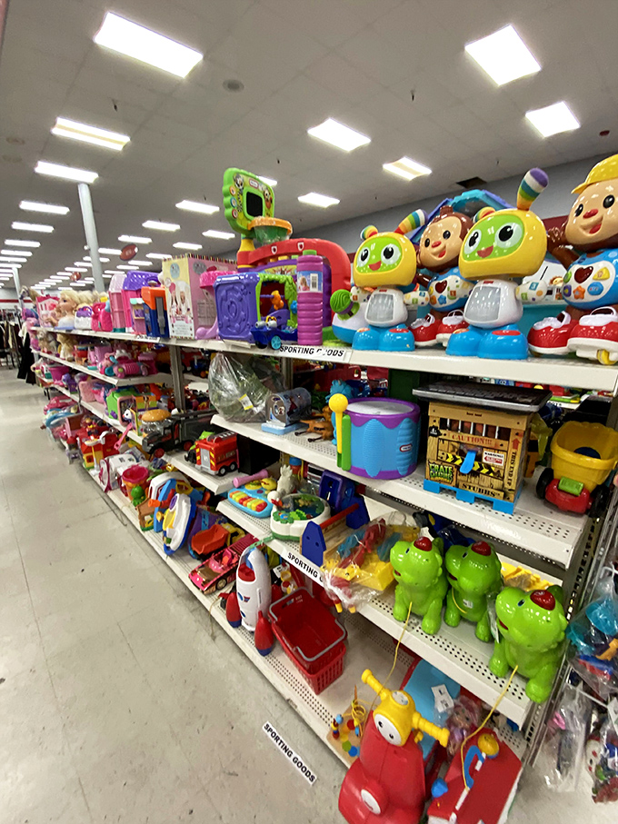 The toy section: a colorful time machine where childhood memories sit on shelves, waiting to create joy for a new generation.