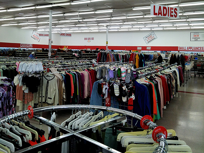 The ladies' section offers a rainbow of possibilities organized with a precision that would make Marie Kondo nod in approval.