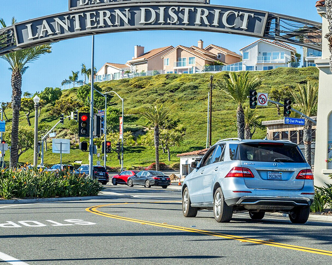 The Lantern District gateway welcomes visitors to Dana Point's revitalized downtown, where coastal charm meets modern California cool.