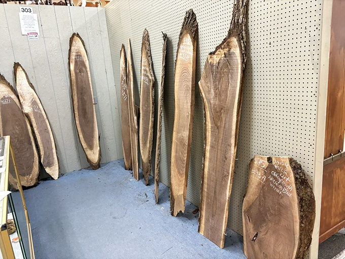 Nature's art gallery&mdash;these live-edge wood slabs tell stories of decades of growth, waiting to become statement pieces in lucky homes.