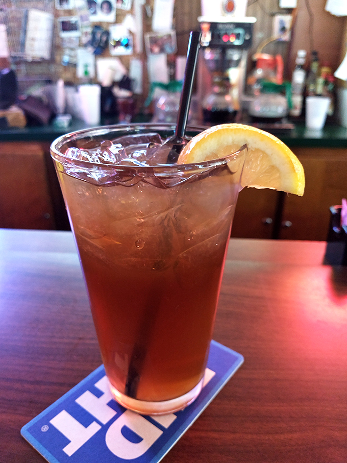 An amber-hued Long Island Iced Tea with the perfect lemon wedge. Some drinks are just better in places where the bartender knows exactly how strong to make them.