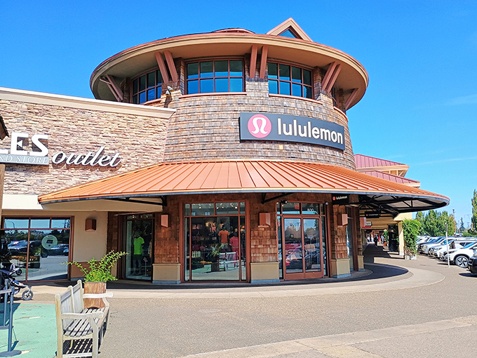 Lululemon's circular storefront creates a zen-like shopping experience. Where yoga pants and athletic wear find their way into your closet at gentler prices.