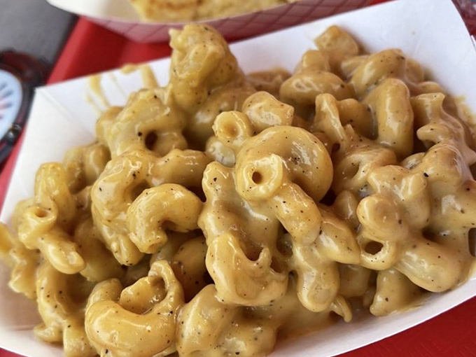 This mac and cheese doesn't just comfort—it embraces you like that favorite aunt who always slips you twenty bucks when nobody's looking.