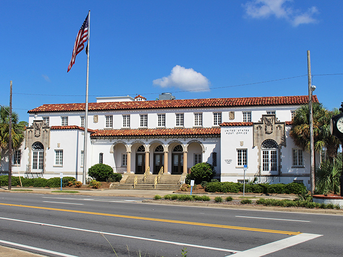 Marianna's Post Office building could give lessons in architectural dignity&mdash;this isn't just mail delivery, it's a statement in Spanish Colonial style.
