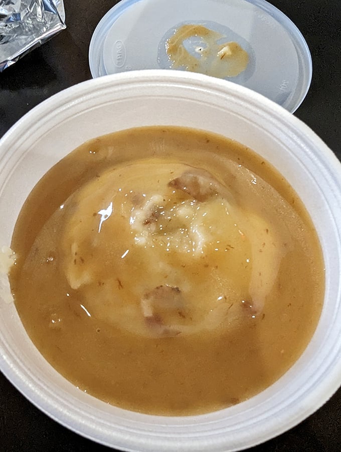 This isn't just potato soup; it's comfort in a bowl, with chunks of potato swimming in a creamy broth that whispers, "Cancel your afternoon plans."