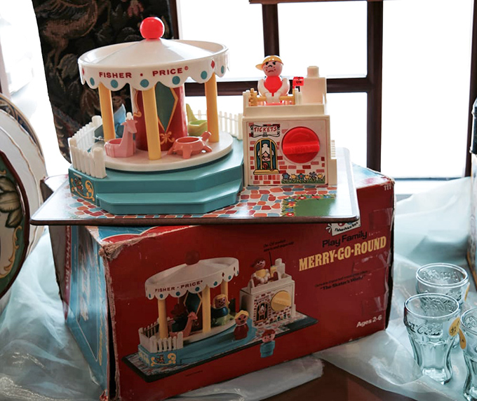 A vintage Fisher-Price Merry-Go-Round complete with box! Gen X parents will fight you for this pristine piece of playground nostalgia.