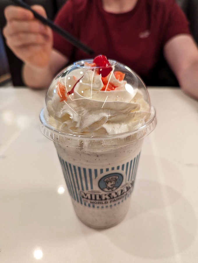 That milkshake's thick enough to support a spoon standing straight up &ndash; physics never tasted so good.