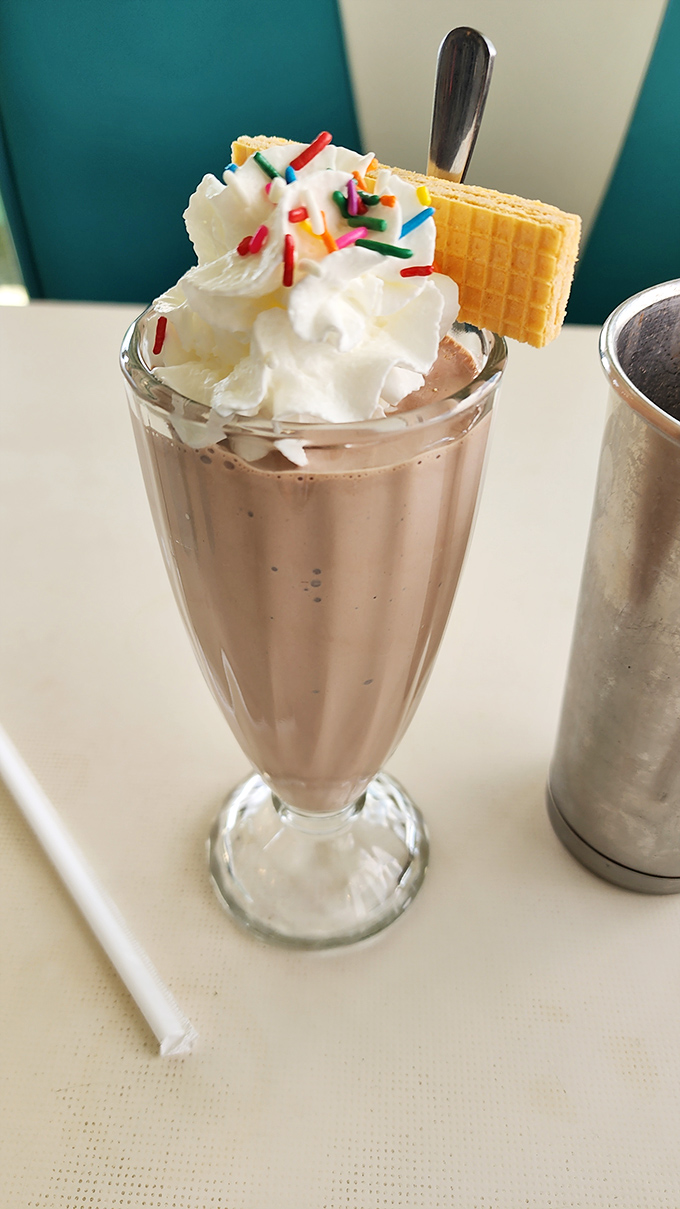This milkshake doesn't just bring boys to the yard&mdash;it brings everyone. Topped with whipped cream, sprinkles, and a wafer cookie for that extra touch.
