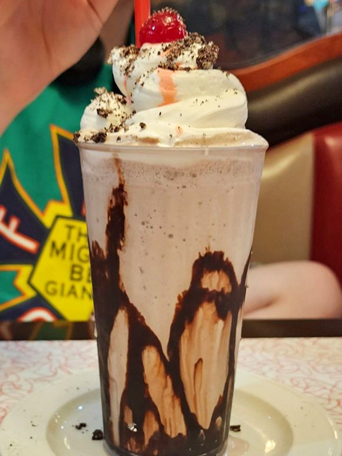 Not just a milkshake but a tower of indulgence&mdash;chocolate cascading down the sides like delicious modern art you can actually eat.